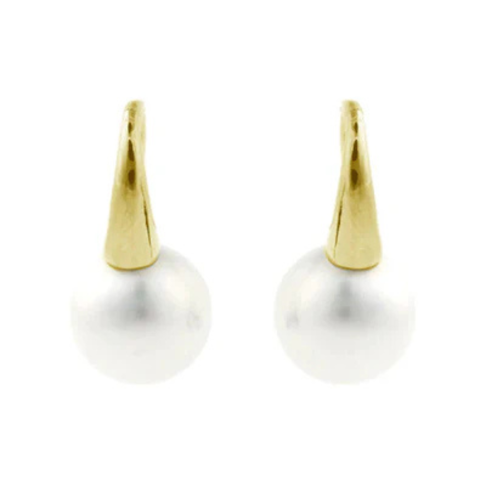 Sybella | Karina White Pearl and Gold Plate Hook Earrings – Merchants